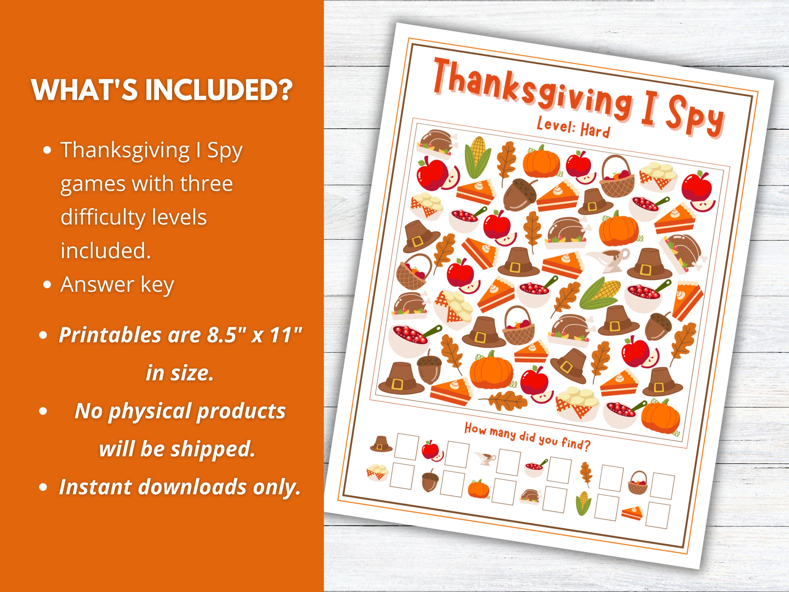 Thanksgiving I Spy, Thanksgiving Game Printable, Look and Find, Party ...