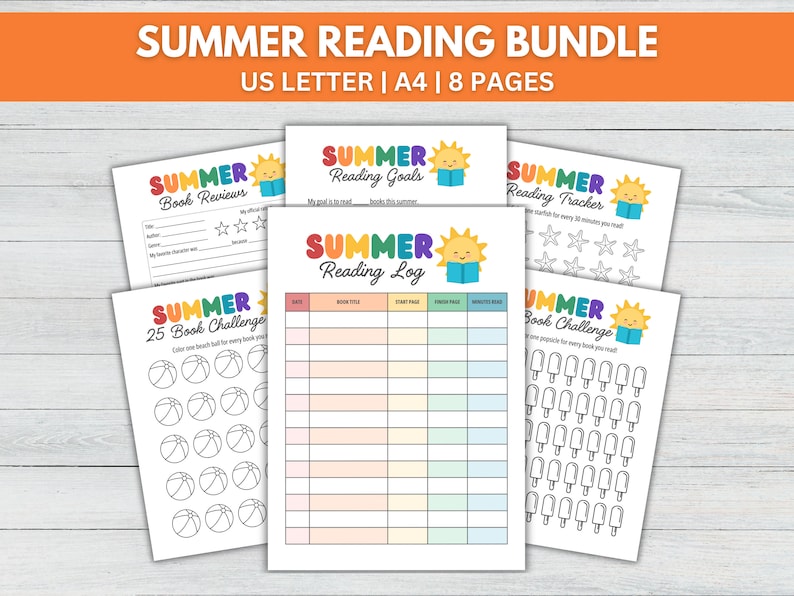 Kids Summer Reading Log, Summer Book Log, Summer Reading Chart, Kids ...