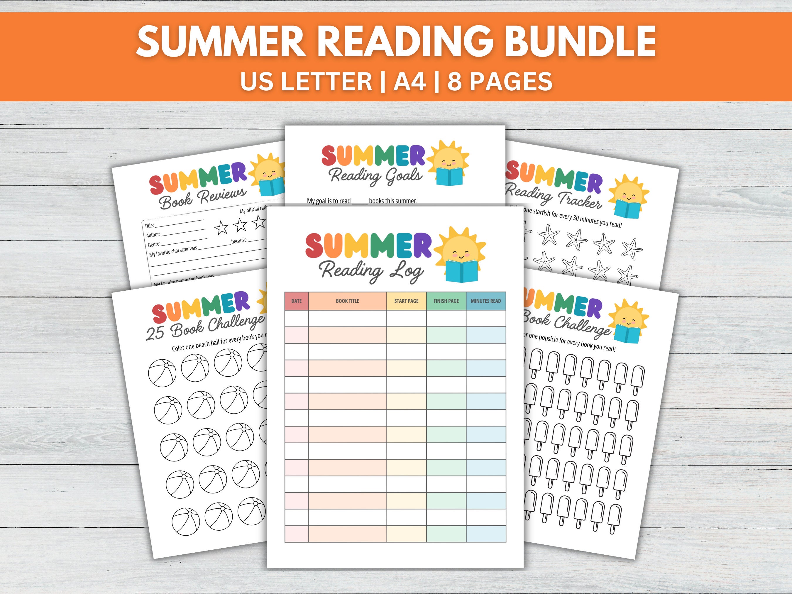 Kids Summer Reading Log, Summer Book Log, Summer Reading Chart, Kids ...