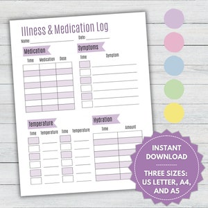 Child Illness and Medication Log, Fever Tracker, Symptom Tracker ...