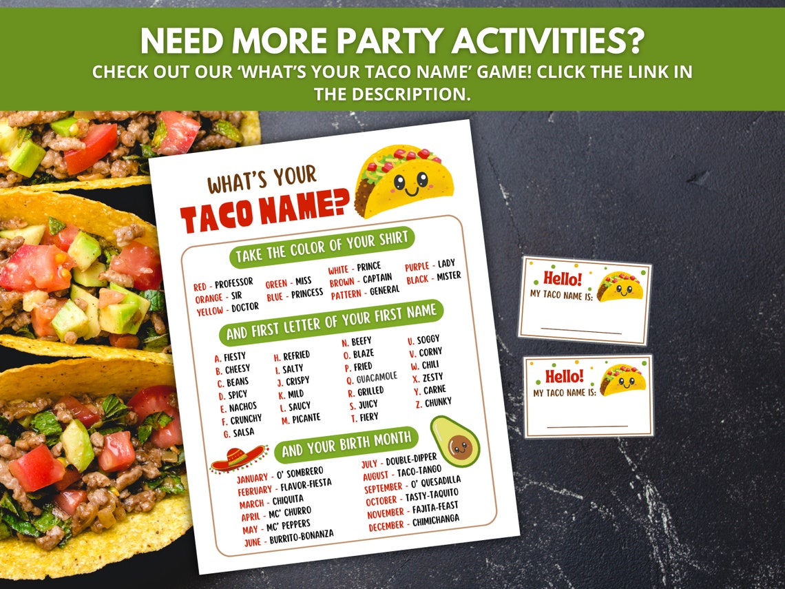 Taco Trivia Game, Cinco De Mayo Game, Printable Mexican Fiesta Party ...