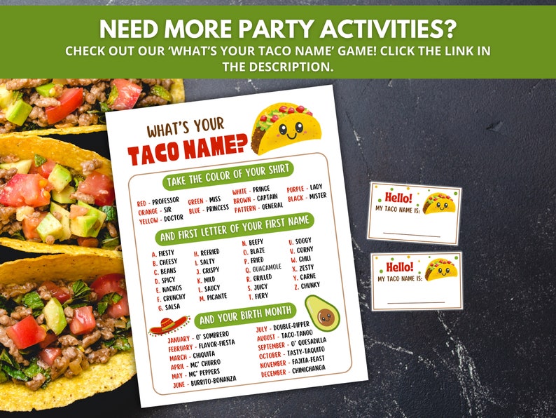 Taco Trivia Game, Cinco De Mayo Game, Printable Mexican Fiesta Party ...