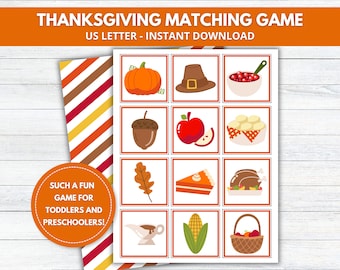 Thanksgiving Memory and Matching Game. Instant Digital - Etsy