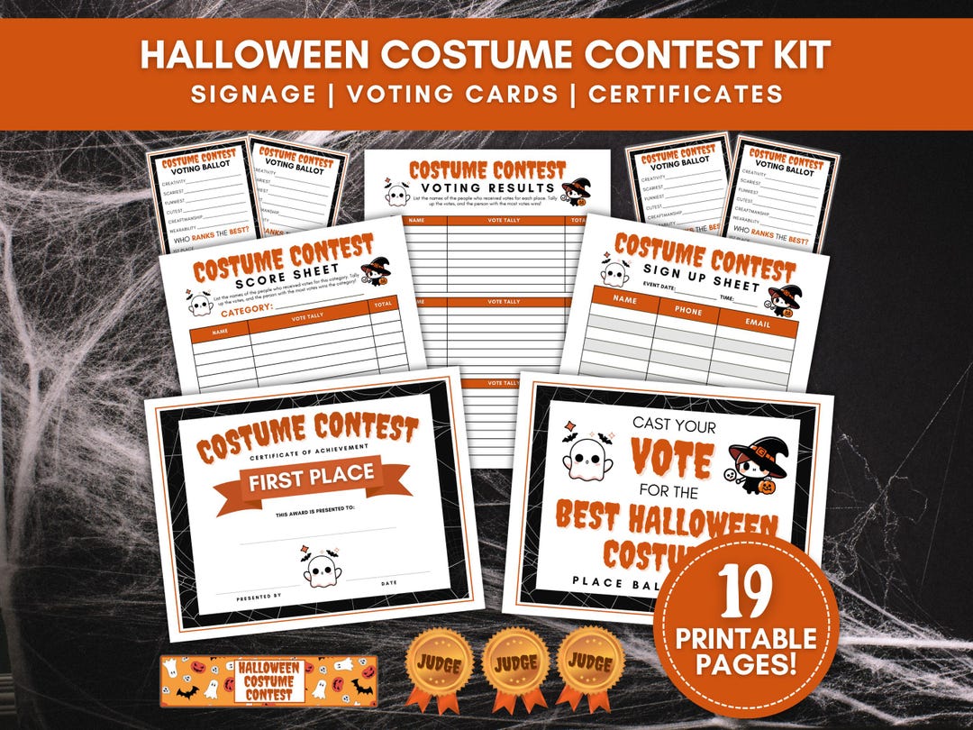 Halloween Costume Contest Kit, Costume Contest Voting Card Ballots ...
