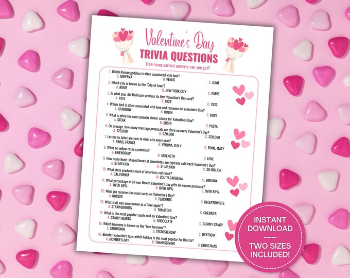Valentine's Day Trivia Game | Printable Valentine's Day Games ...