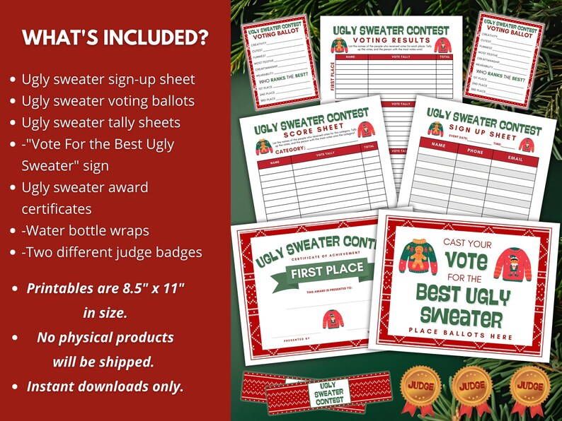 Ugly Sweater Contest Kit, Ugly Christmas Sweater Party, Ugly Sweater ...