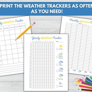 Weather Tracker Printable, Weekly Monthly Yearly Weather Chart, Kids ...