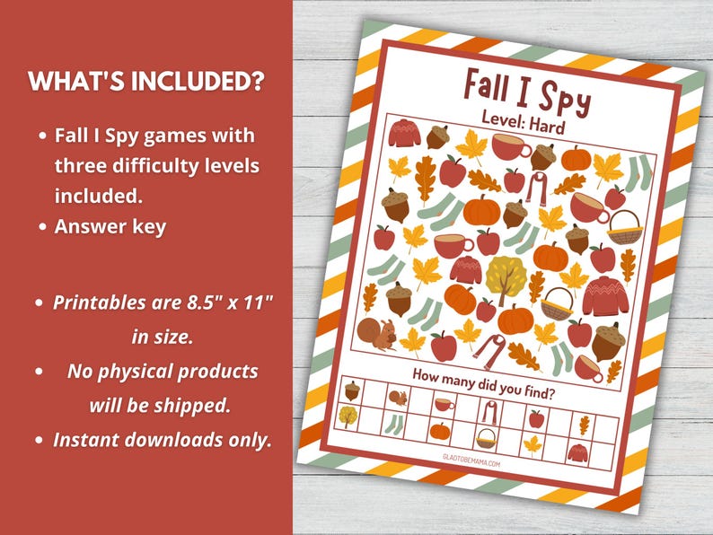 Fall I Spy Kids Activity, Autumn I Spy Game Printable, Seek and Find ...