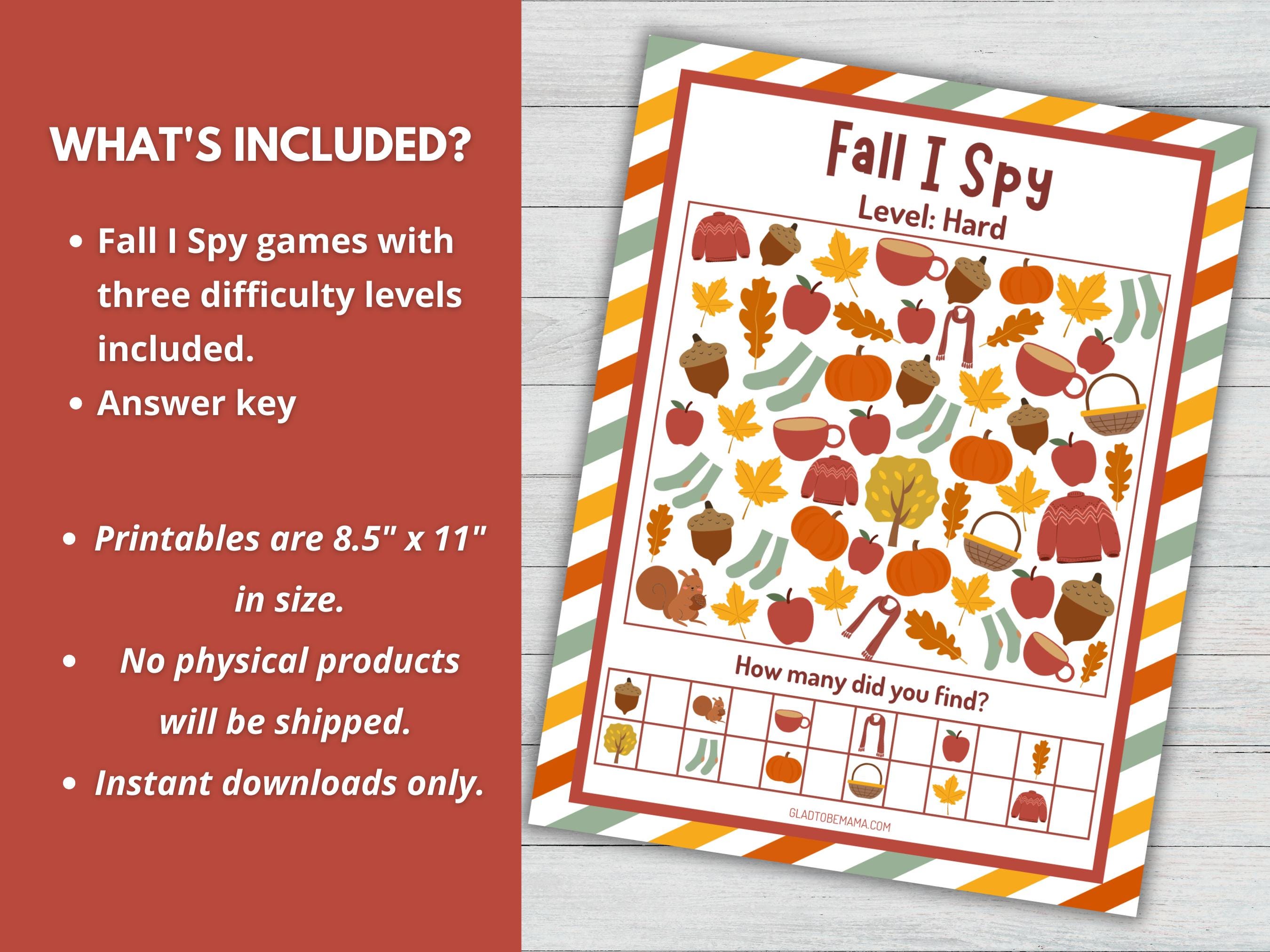 Fall I Spy Kids Activity, Autumn I Spy Game Printable, Seek and Find ...