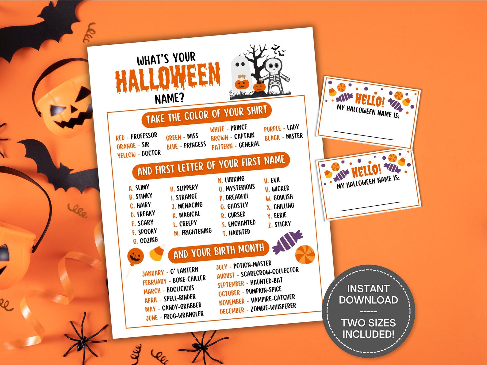 What's Your Halloween Name Game With Name Tags, Halloween Name ...
