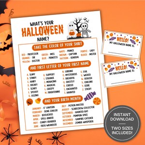 What's Your Halloween Name Game With Name Tags, Halloween Name ...