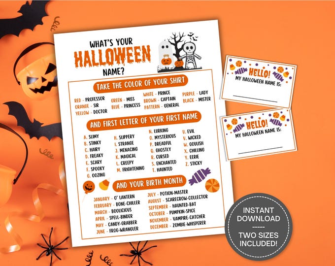 Halloween Name Game Printable, What's Your Halloween Name Game, Name ...