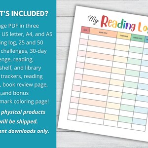 Kids Reading Journal Printable, Kids Reading Log, Reading Tracker ...