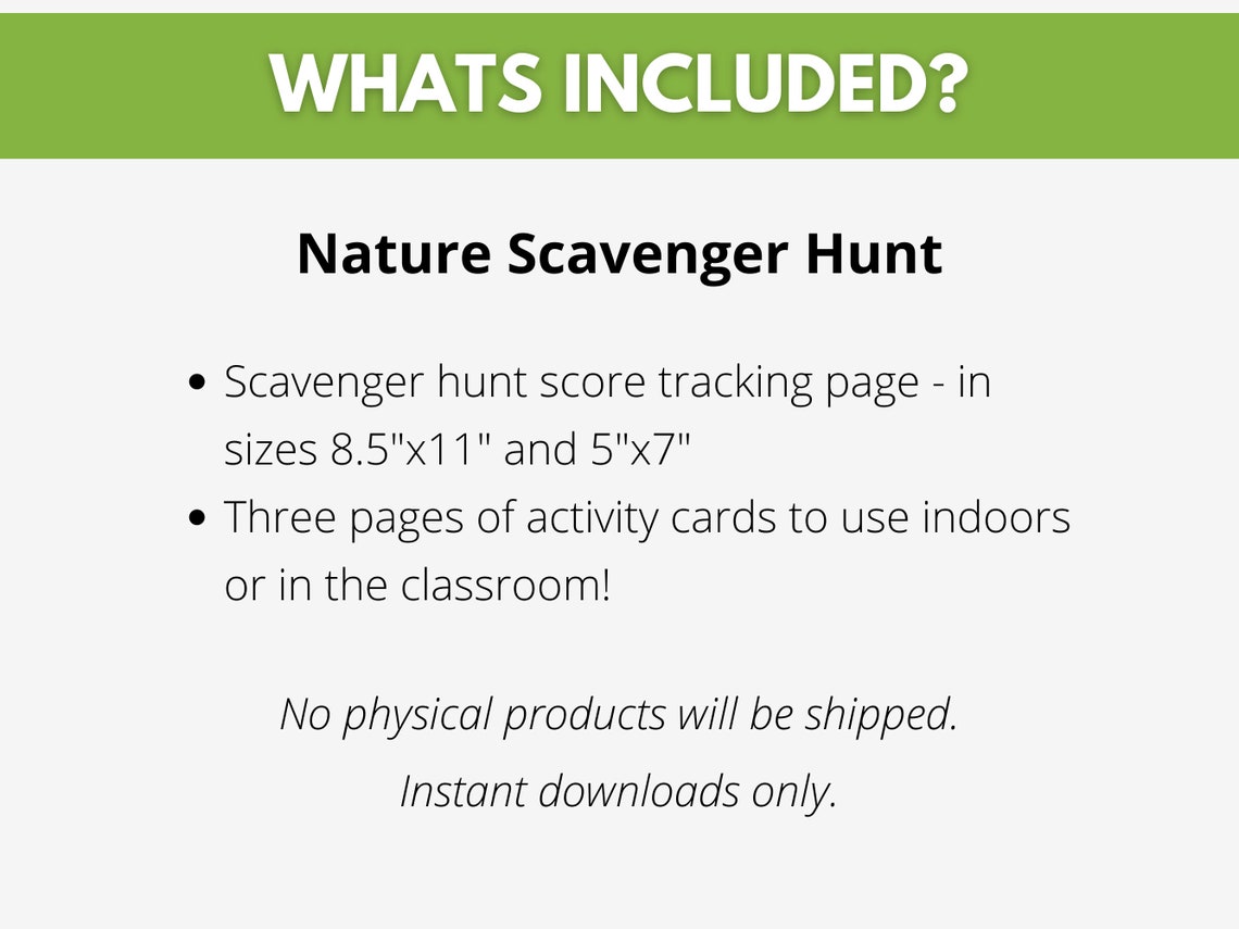 Printable Nature Scavenger Hunt, Nature Walk Activity, Outdoor ...