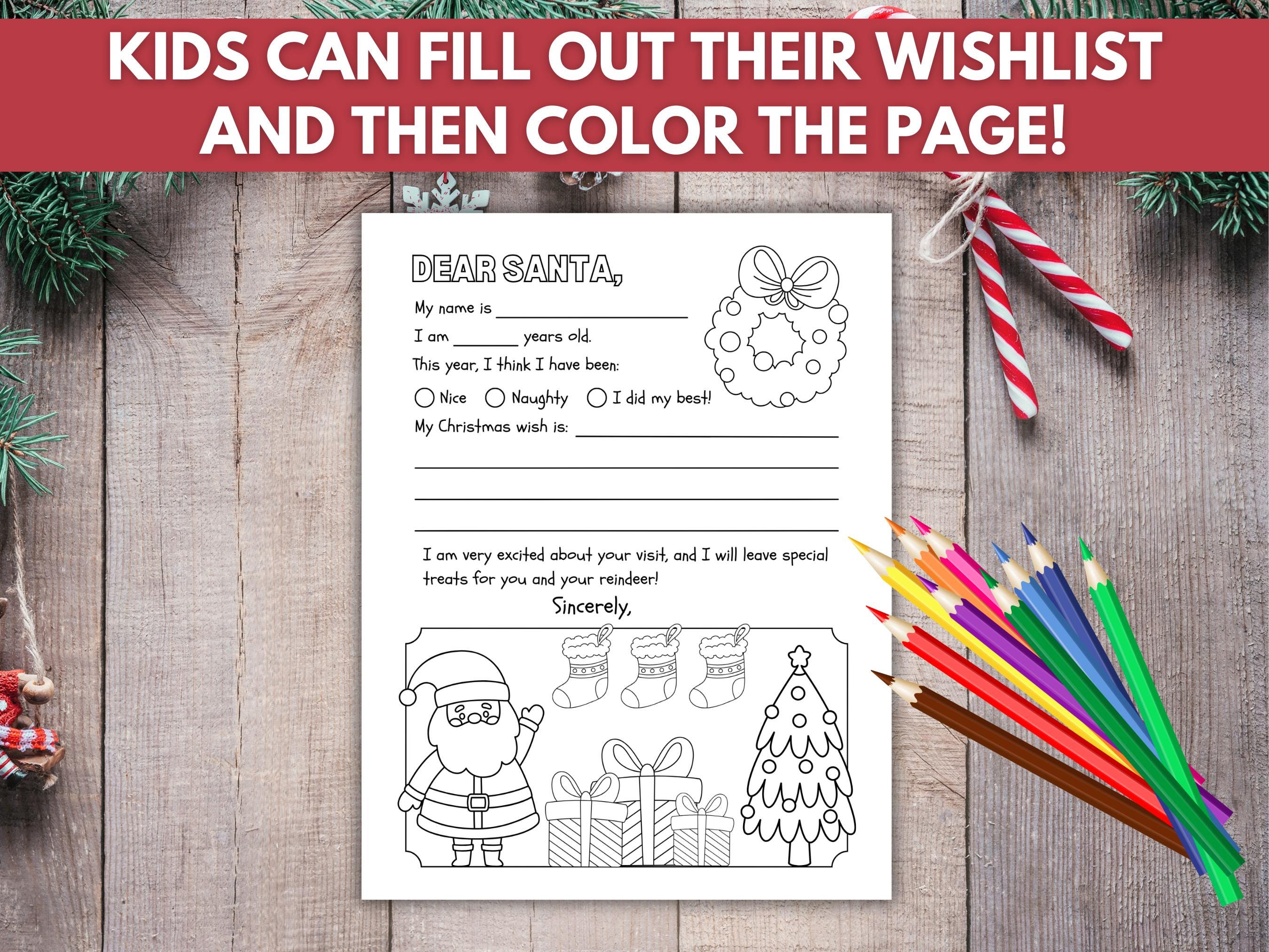 Letter to Santa Coloring Page, Printable Dear Santa Letter, Kids ...