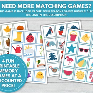 Summer Memory Game Printable, Matching Game, Beach Flash Cards, Summer ...