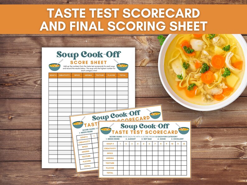 Soup Cook-off Contest Kit, Soup Scorecards, Soup Competition Voting ...