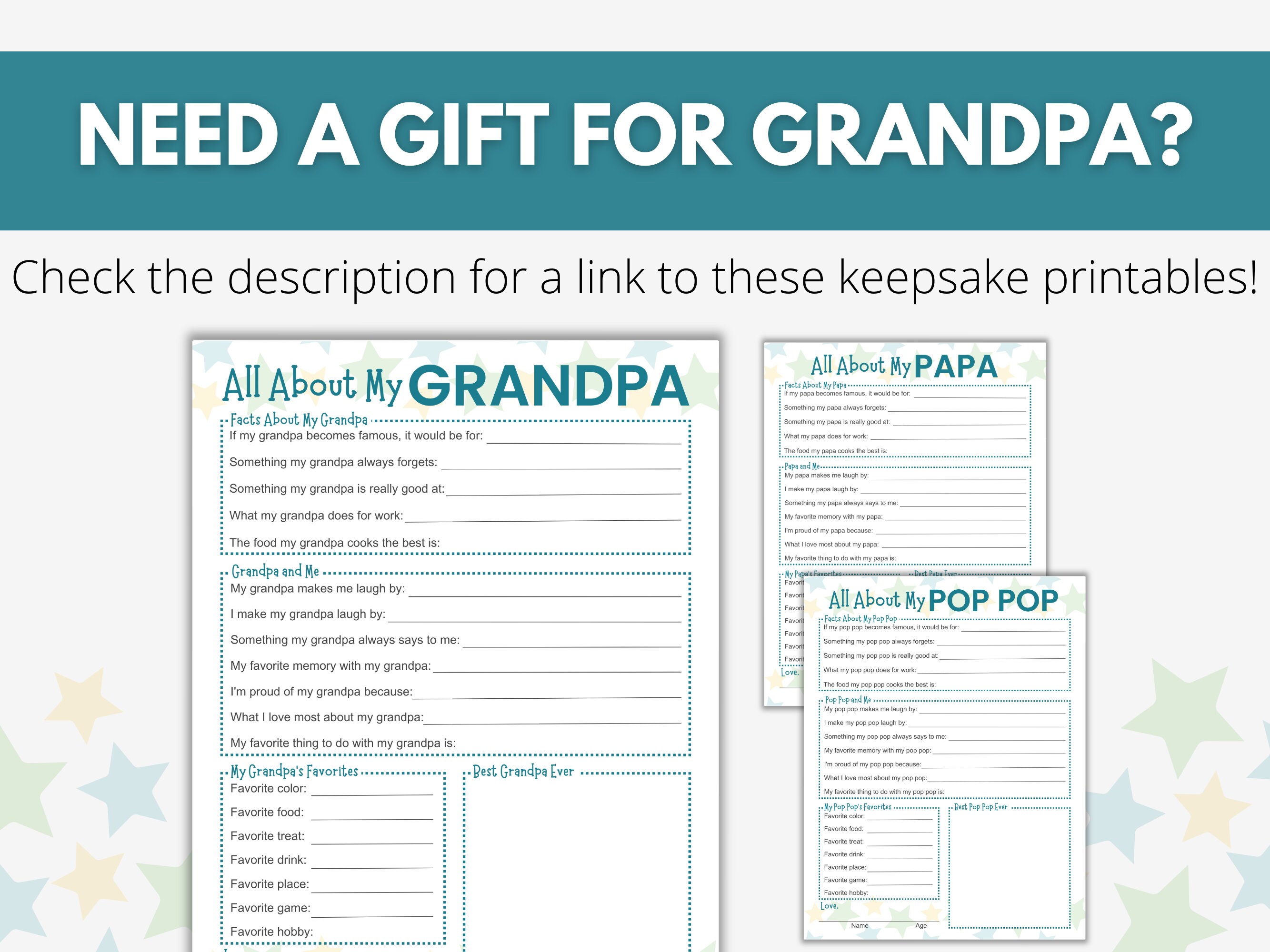 All About My Dad Printable, Fathers Day Gift From Kids, Personalized ...