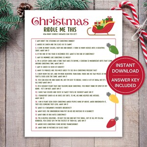 Christmas Riddles Printable Game, Riddle Me This, Christmas Office ...