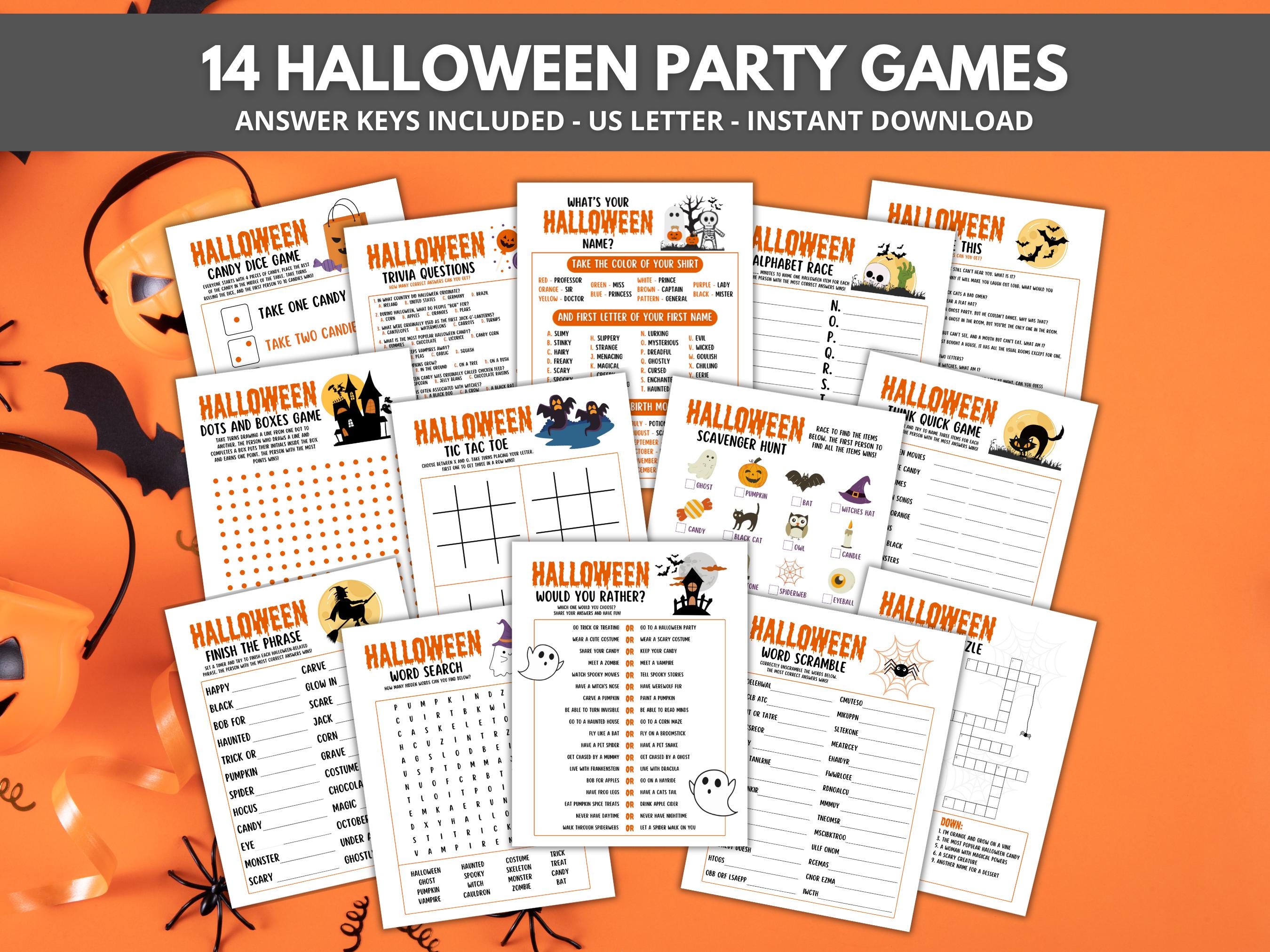 14 Halloween Games Bundle, Printable Halloween Party Games, Halloween ...