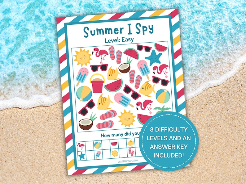 Summer I Spy Game, Learn to Count Printable Activity, Search and Find ...