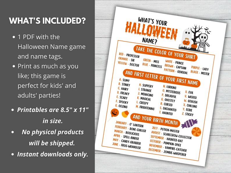 What's Your Halloween Name Game With Name Tags, Halloween Name ...