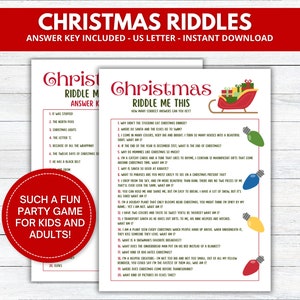 Christmas Riddles Game Printable, Christmas Party Game, Christmas ...