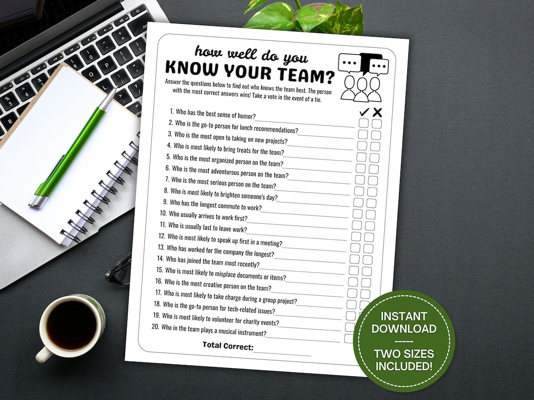 Team Building Games, How Well Do You Know Your Team, Workplace Games ...