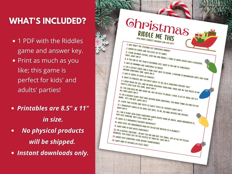 Christmas Riddles Printable Game, Riddle Me This, Christmas Office ...