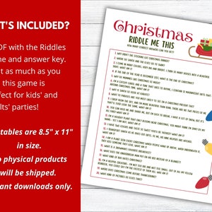 Christmas Riddles Game Printable, Christmas Party Game, Christmas ...