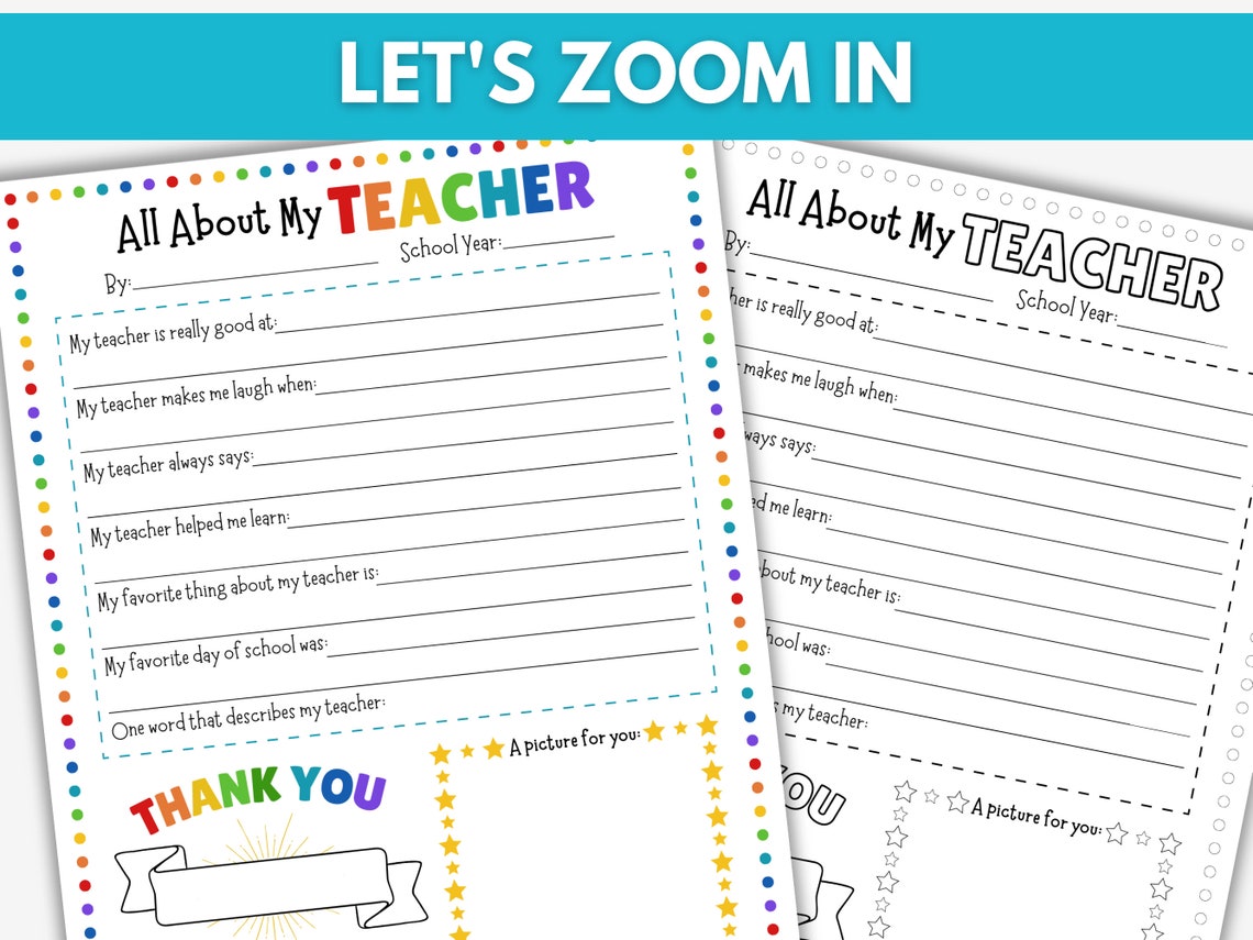Teacher Appreciation Week Printable, All About My Teacher, Teacher ...