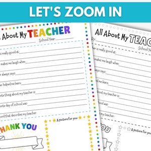 Teacher Appreciation Week Printable, All About My Teacher, Teacher ...