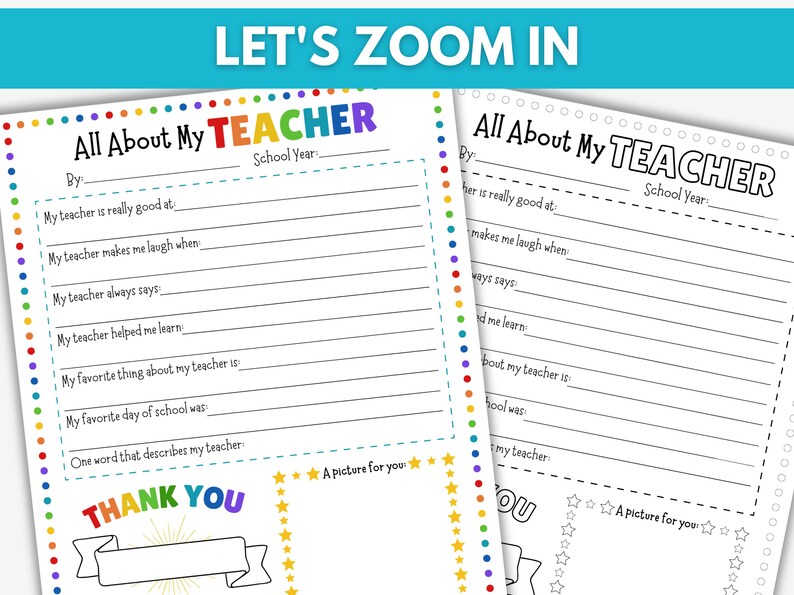 Teacher Appreciation Week Printable, All About My Teacher, Teacher ...
