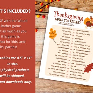 Thanksgiving would you rather Game, Fall This or That, Printable ...