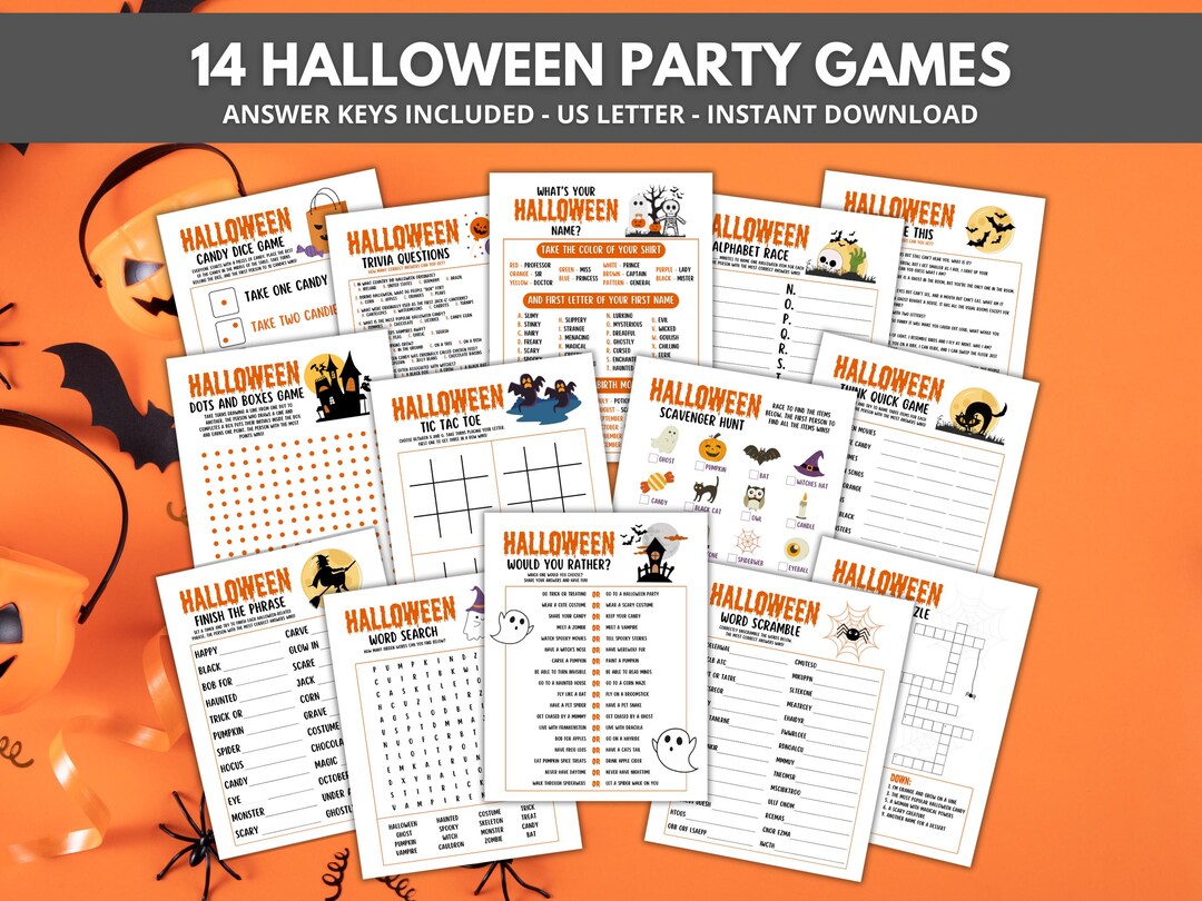 14 Halloween Games Bundle, Printable Halloween Party Games, Halloween ...