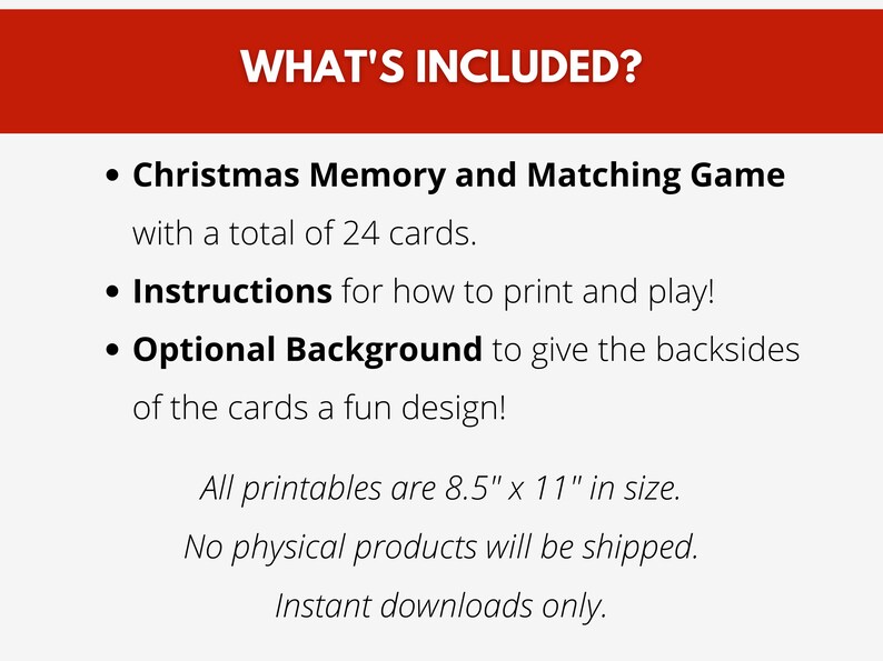 Christmas Memory & Matching Game, Christmas Memory Cards, Christmas ...