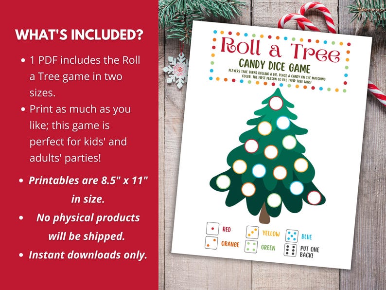 Roll a Christmas Tree Dice Game, Printable Christmas Games for Kids ...