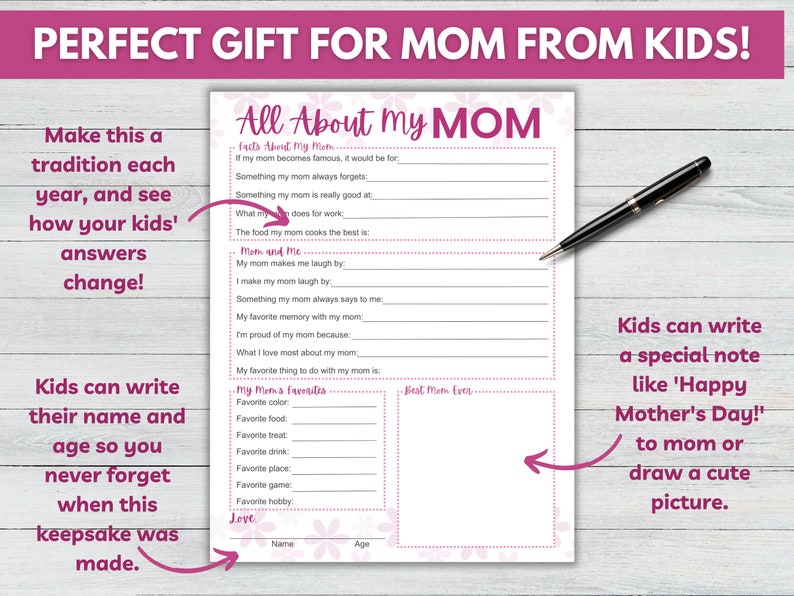 All About My Mom, Mothers Day Printable, All About Mom Printable ...