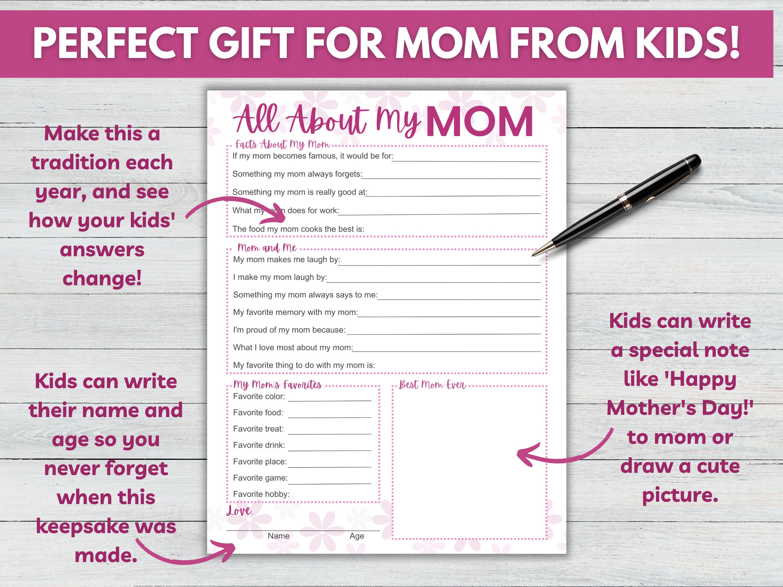 All About My Mom, Mothers Day Printable, All About Mom Printable ...