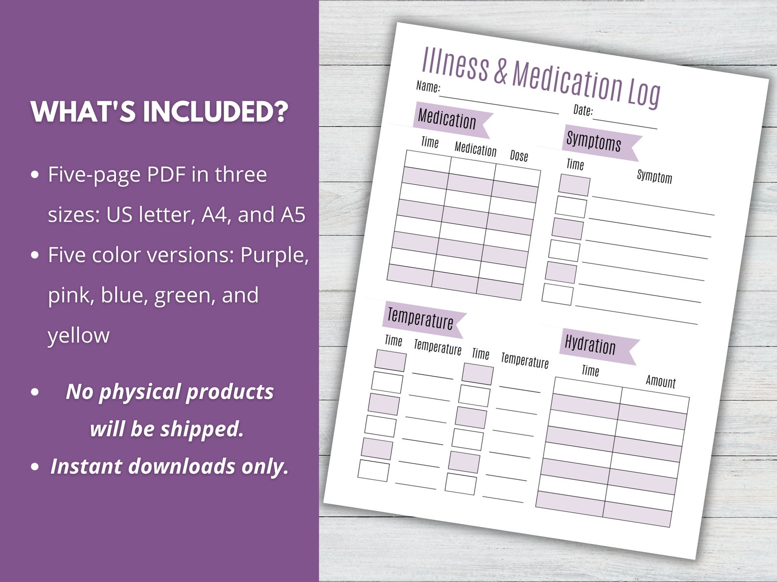 Child Illness and Medication Log, Fever Tracker, Symptom Tracker ...