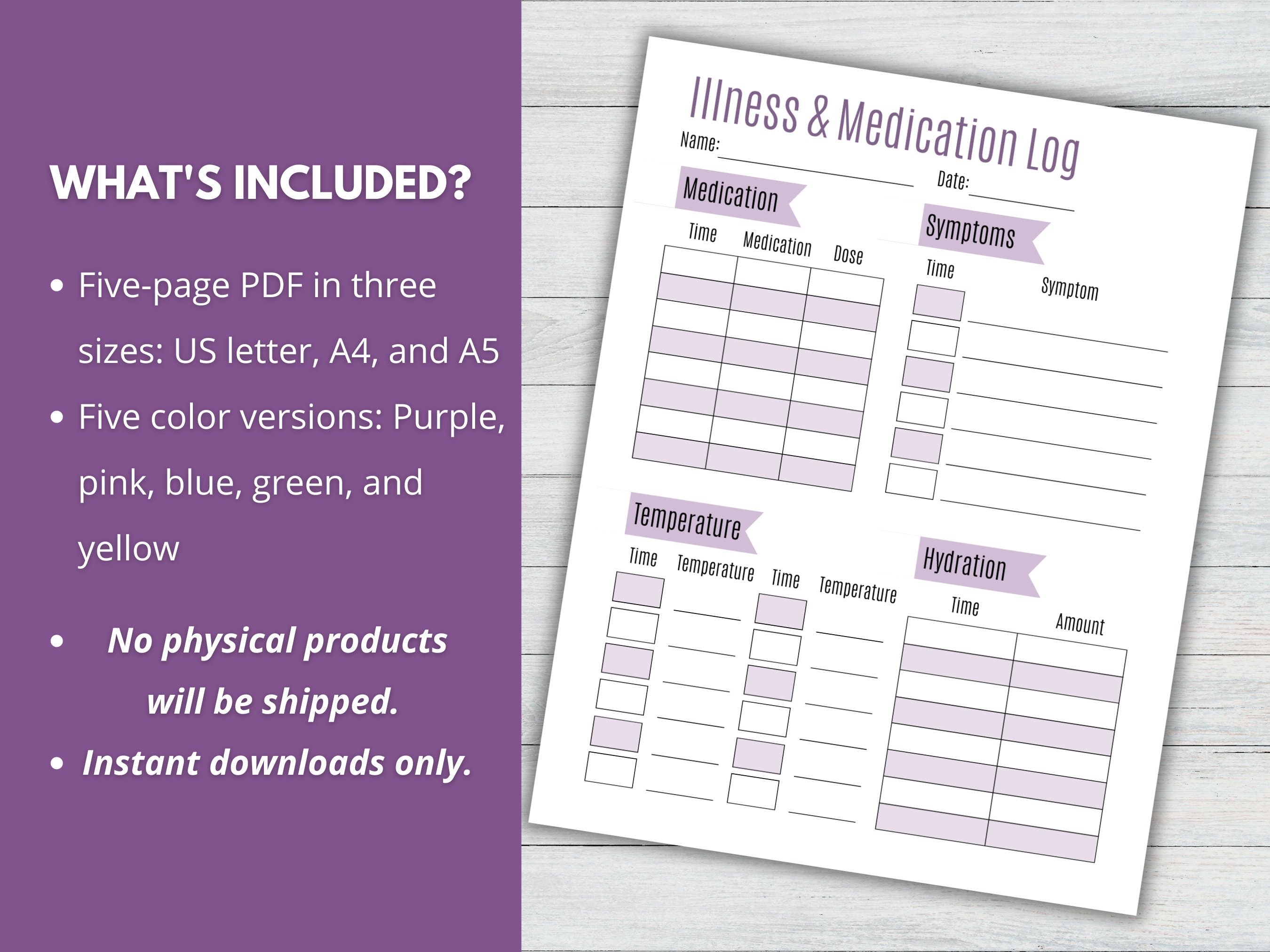 Child Illness and Medication Log, Fever Tracker, Symptom Tracker ...