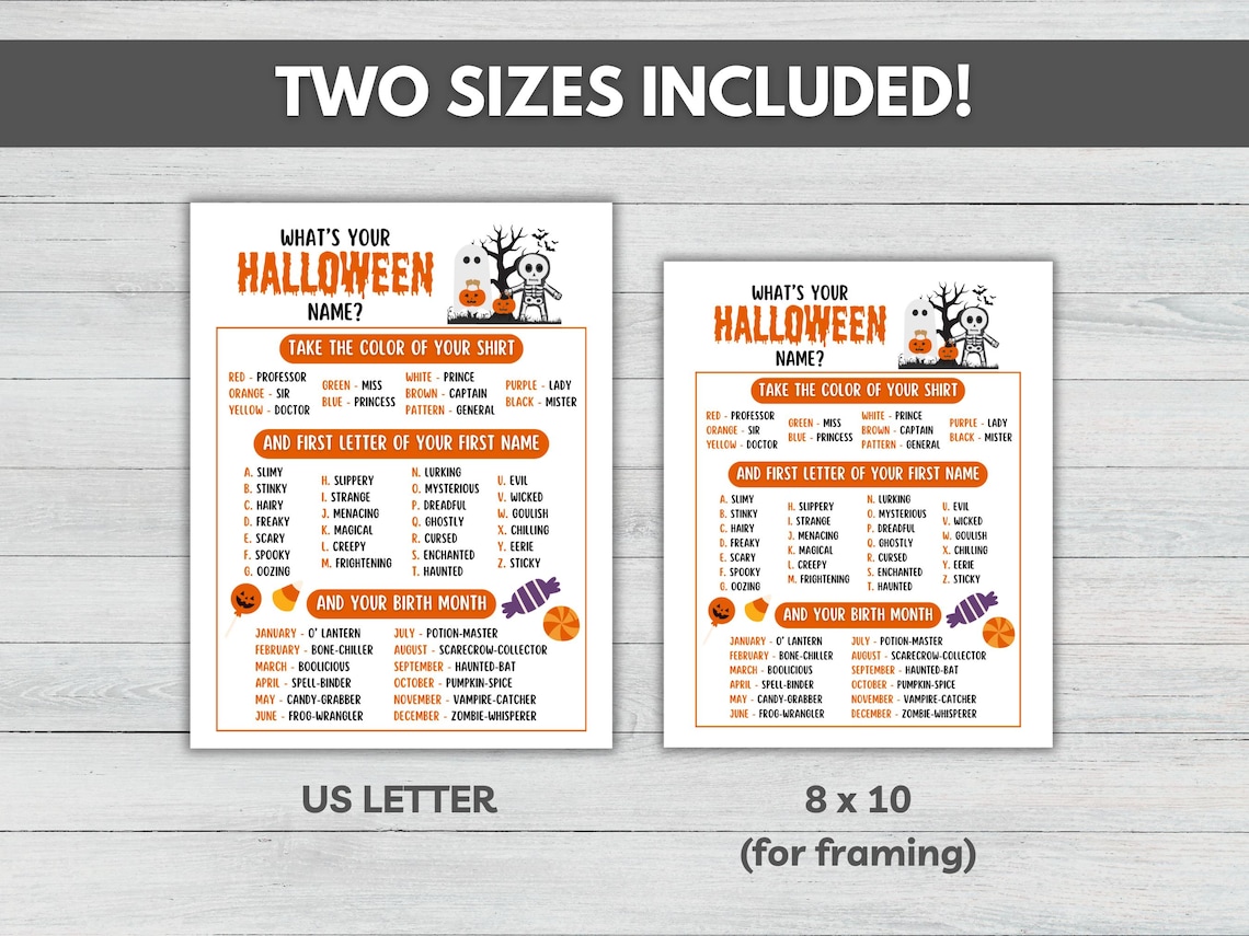 What's Your Halloween Name Game + Name Tags, Halloween Name Generator ...