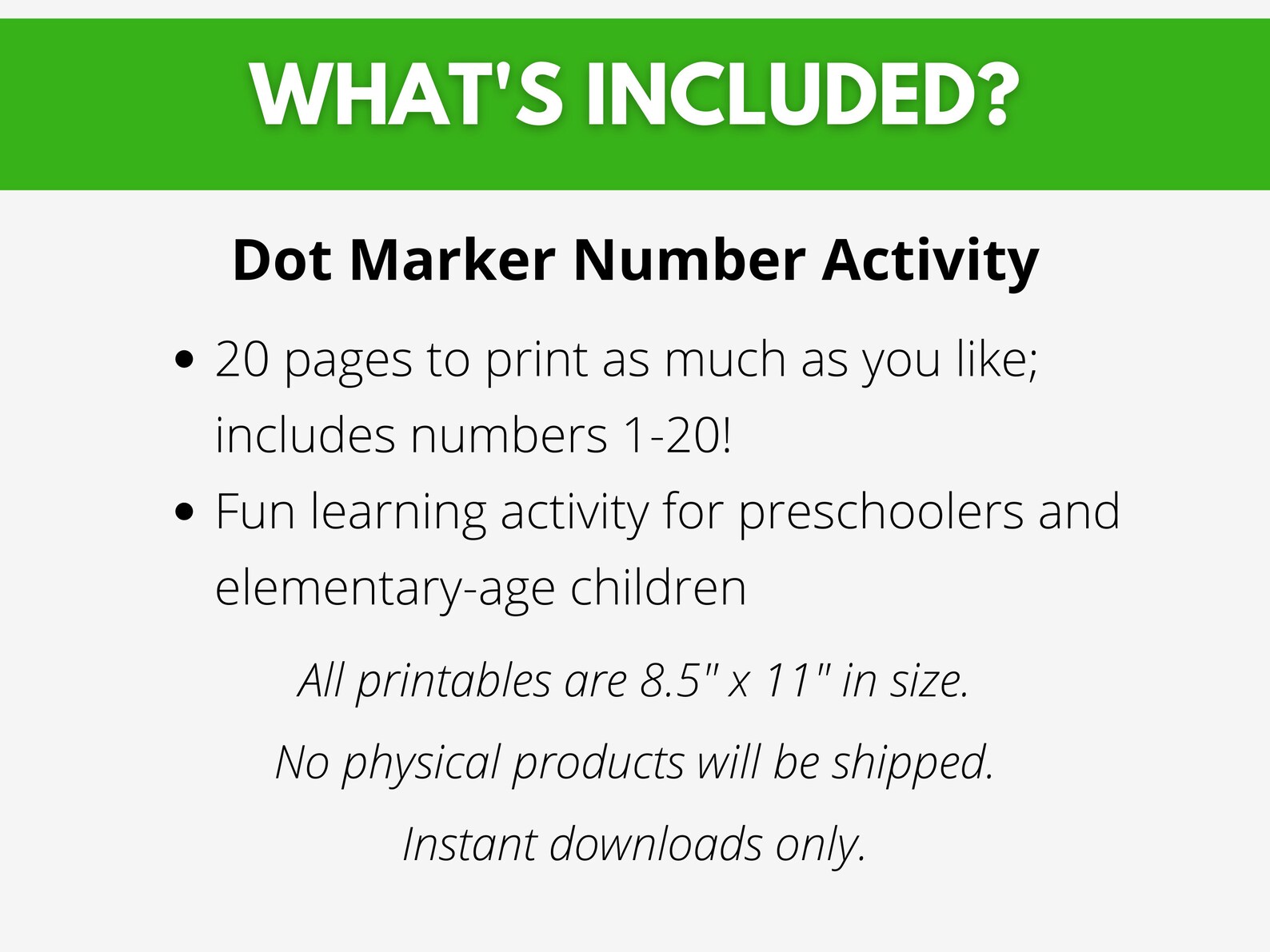Dot Marker Numbers Printable, Dot the Numbers Activity, Number ...