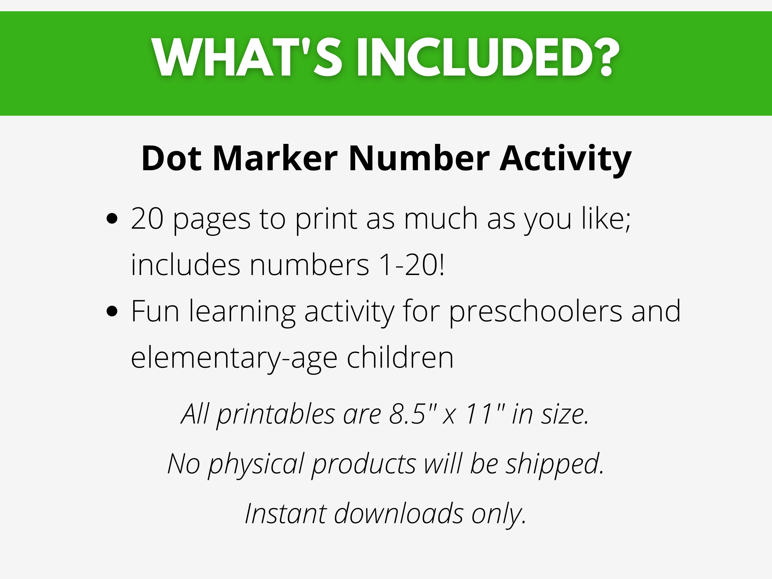 Dot Marker Numbers Printable, Dot the Numbers Activity, Number ...
