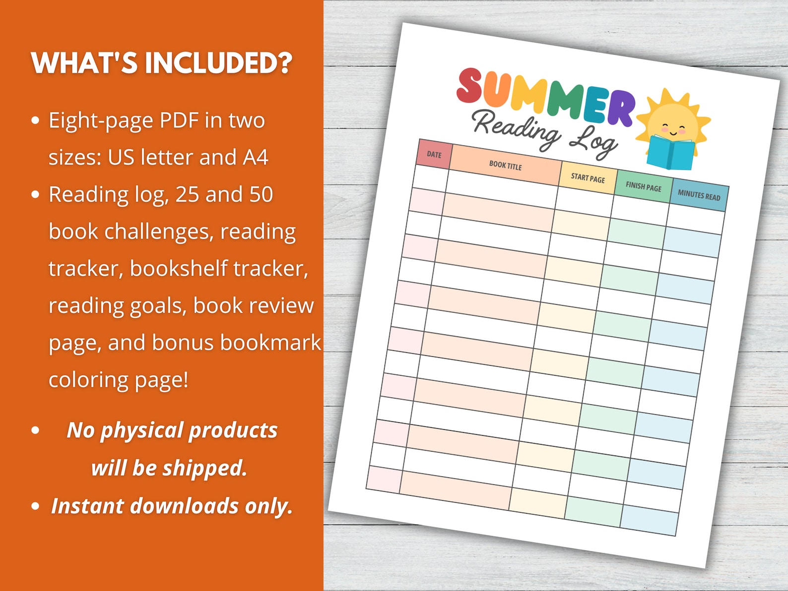 Kids Summer Reading Log, Summer Book Log, Summer Reading Chart, Kids ...