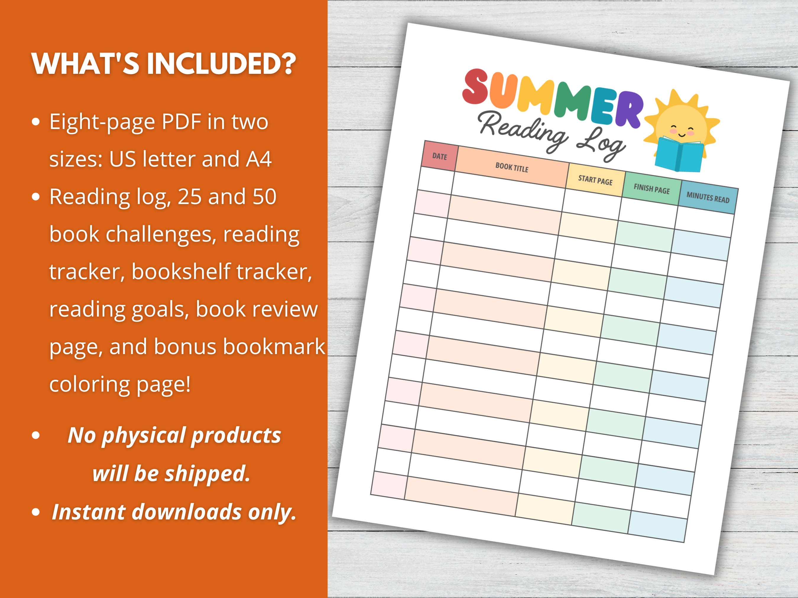 Kids Summer Reading Log, Summer Book Log, Summer Reading Chart, Kids ...