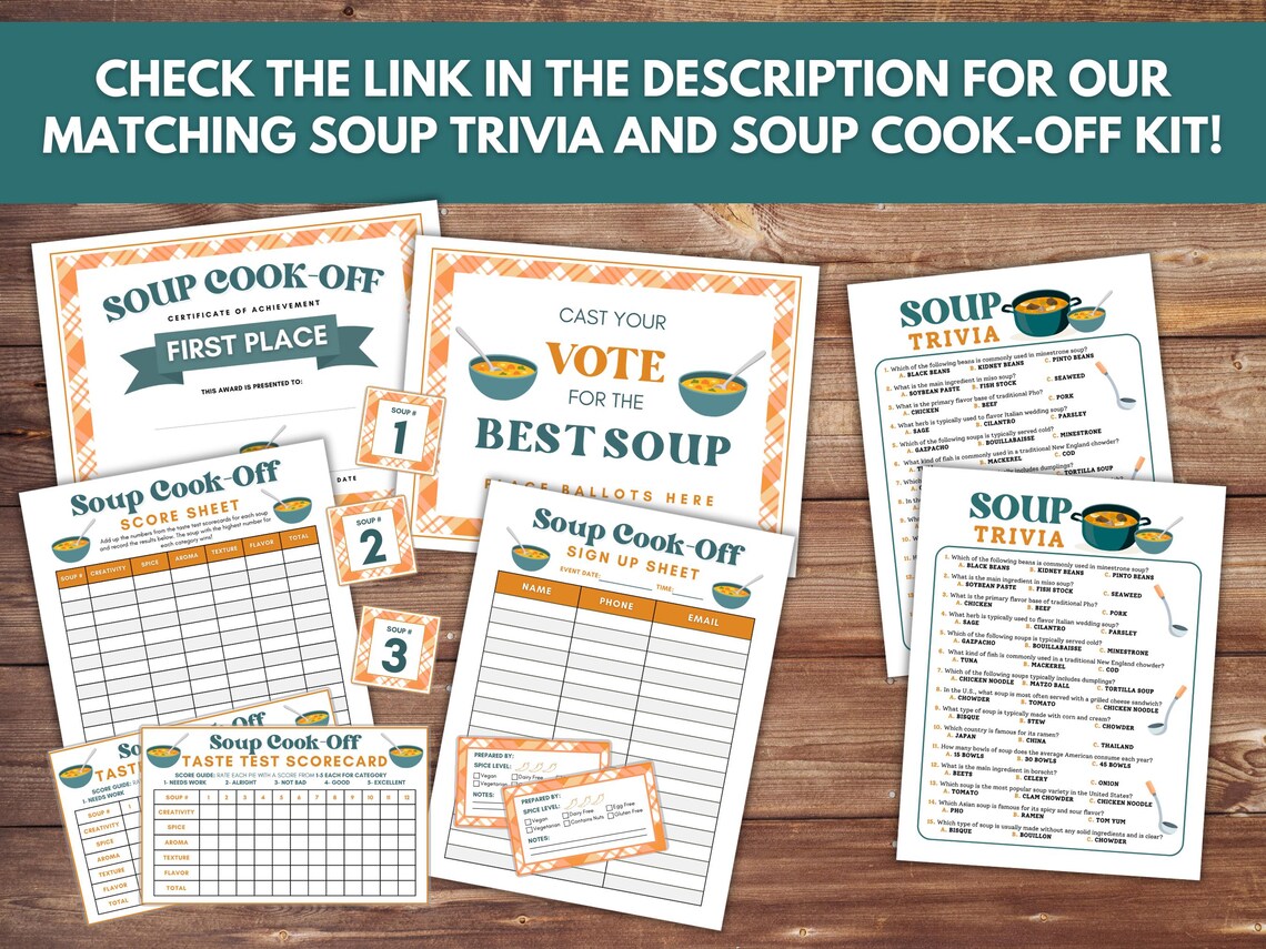 What's Your Soup Name Game + Name Tags, Soup Cook-off Party Activity ...