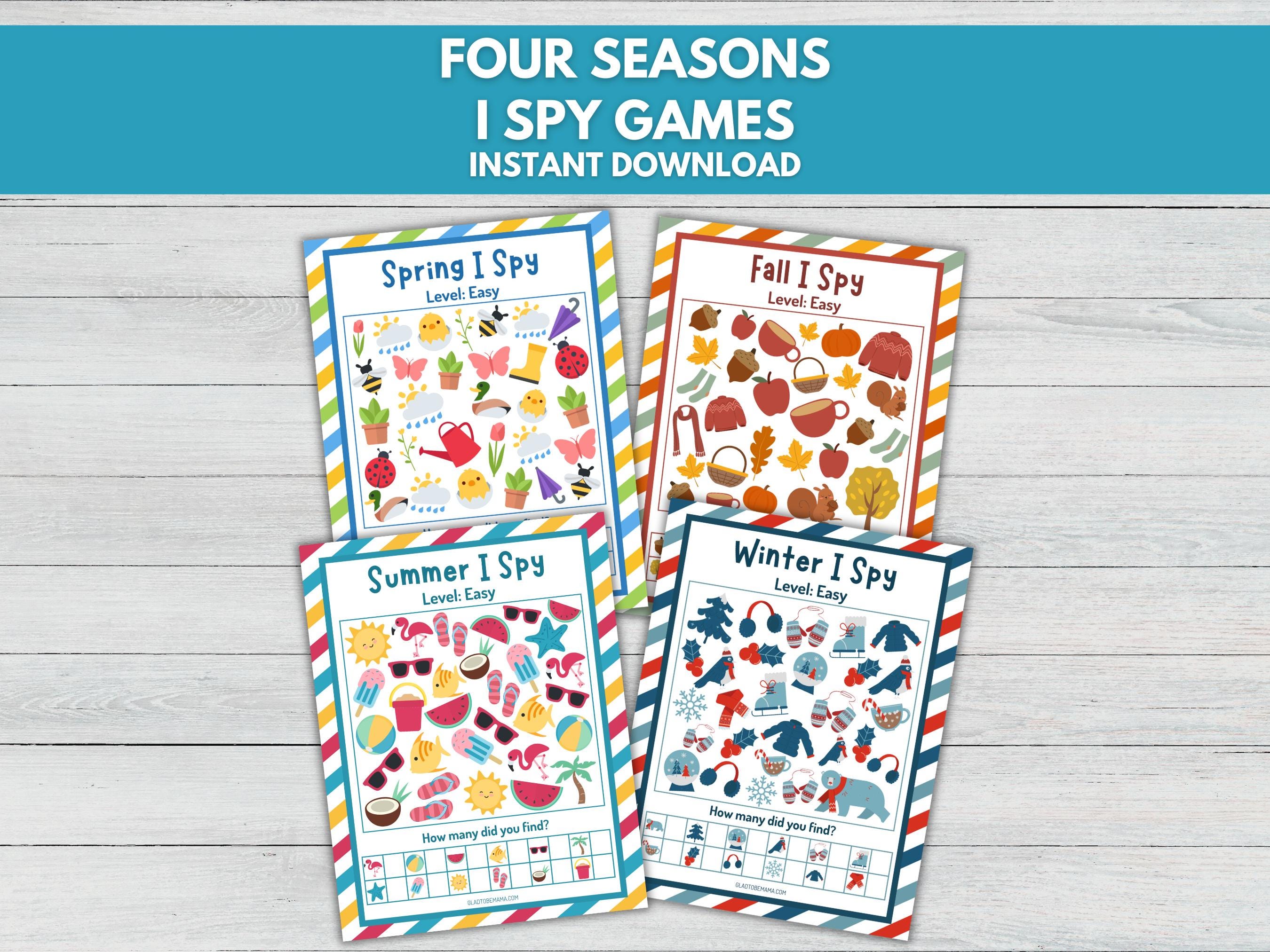 Four Seasons I Spy Game, Learn to Count Printable Activity, Kids Four ...