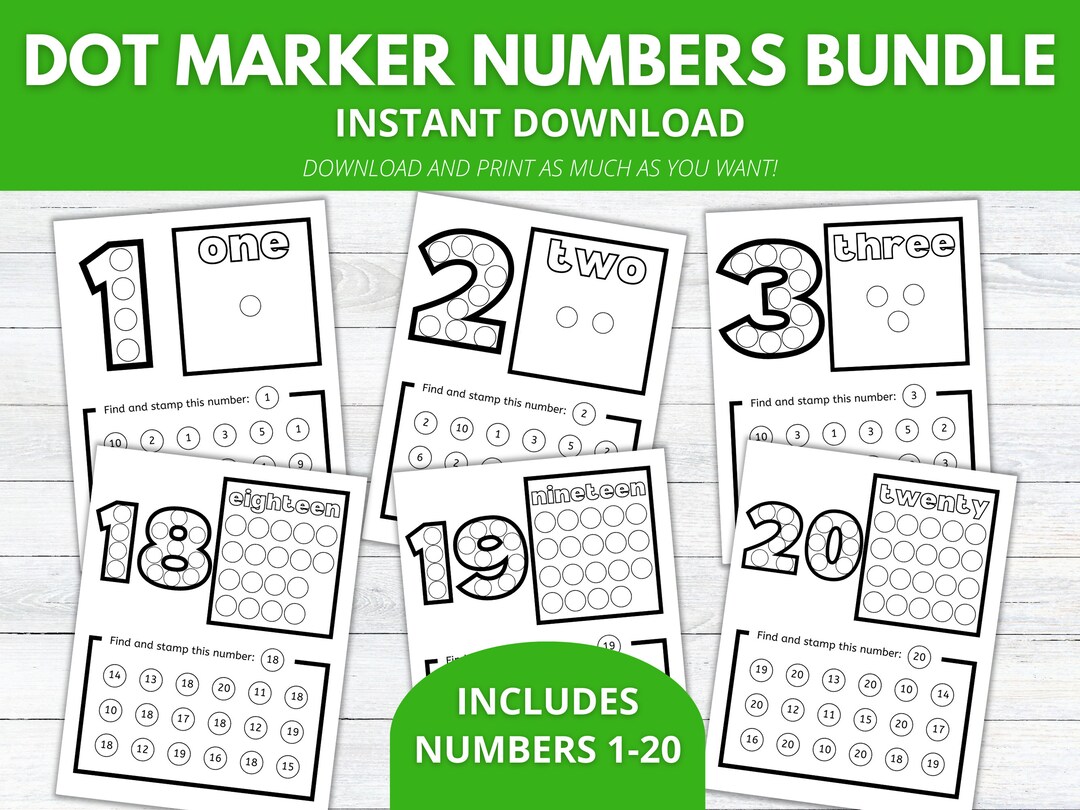 Dot Marker Numbers Printable, Dot the Numbers Activity, Number ...