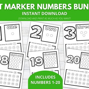 Dot Marker Numbers Printable, Dot the Numbers Activity, Number ...